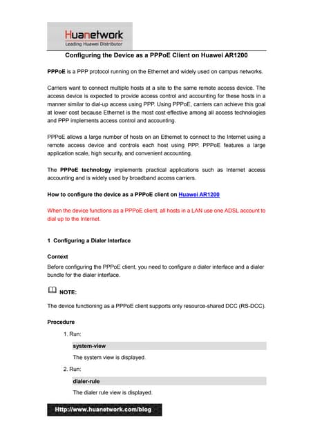Huawei Router Basic Configuration Command | DOC