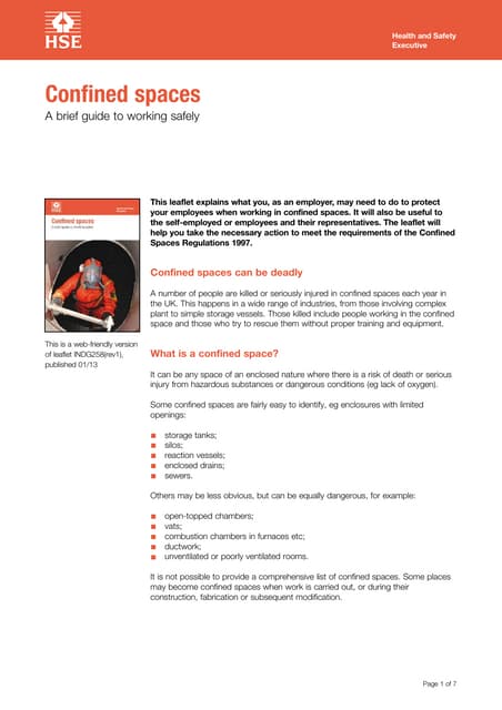 Hazards and safety in confined spaces | PPTX