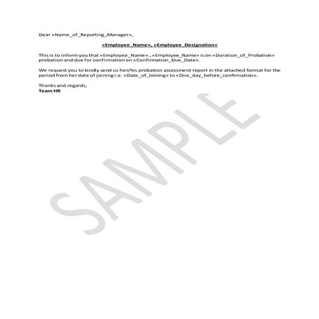 Confirmation intimation to reporting manager | DOCX | Resume Writing ...