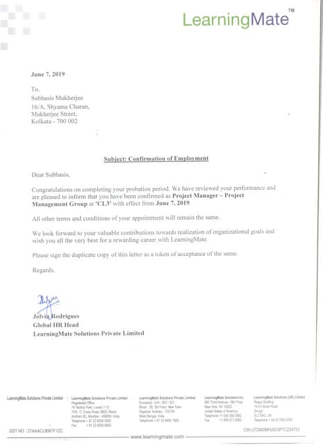 Release Letter - Tech Mahindra | PDF