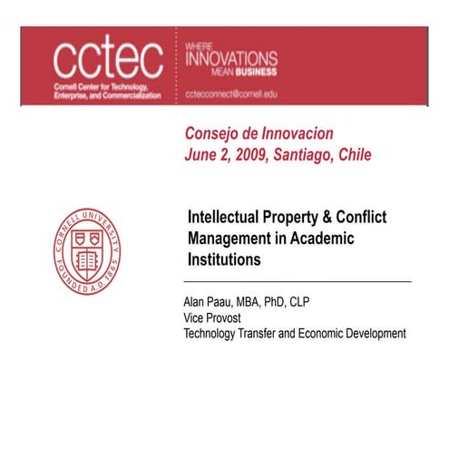 Alan Paau: Intellectual Property & Conflict Management in Academic ...