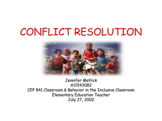 Conflict resolution within classroom | PPT