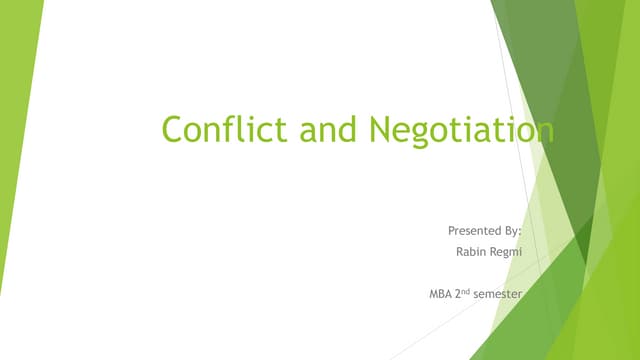 Organization Behavior - Ch 14 Conflict & Negotiation | PPTX