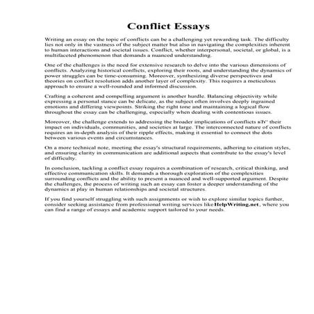 Conflict Essays | PDF | Debated Sensitive Social Issues | Sensitive Topics