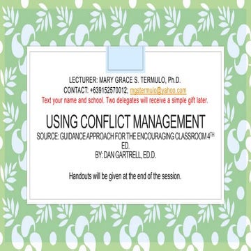 Conflict Management in the Classroom | PPTX
