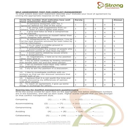 Style Matters Conflict Style Inventory | PDF