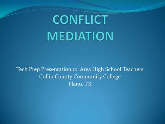 Mediation and conflict resolution: Training Course | PPT