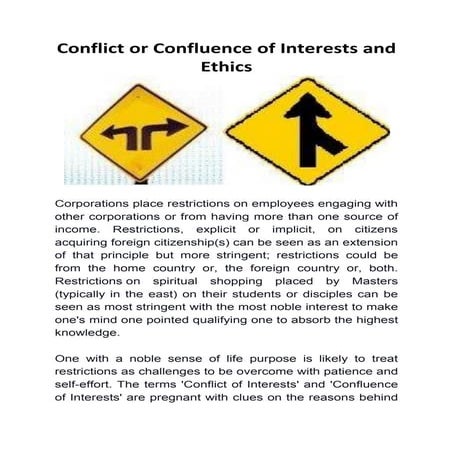 Conflict or Confluence of Interests and Ethics | PDF