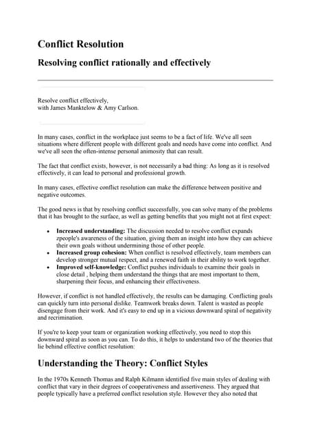 Conflict Resolution Skills Infographic | PDF