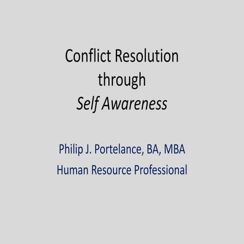 Conflict Resolution And Self Awareness | PDF