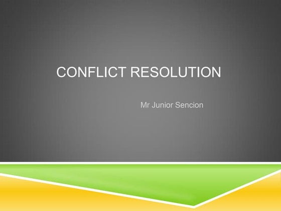PEACE Theme 6 :Resolving and transforming conflicts | PPT