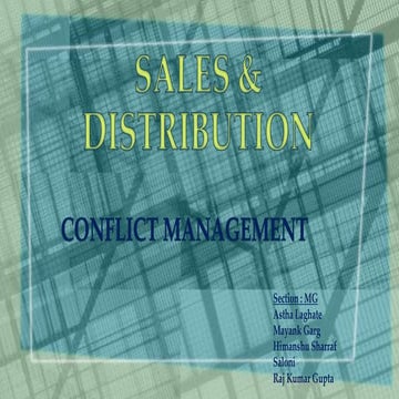 Conflict management wrt to sales and distribution | PPTX