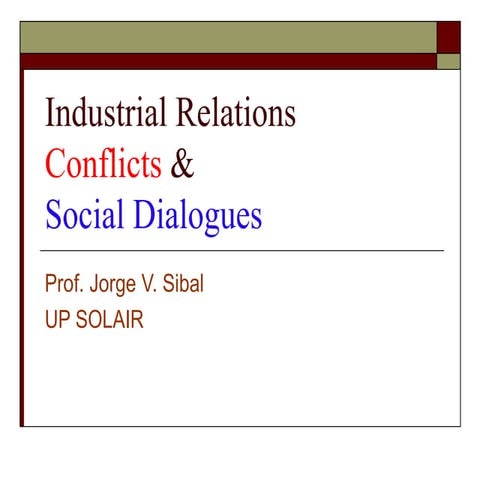 Conflicts & social dialogues | PPT