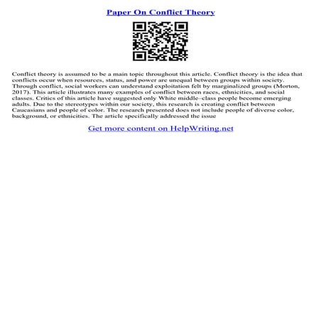 Conflict Theory Essay | PDF