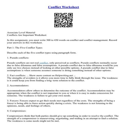 Conflict Worksheet | PDF