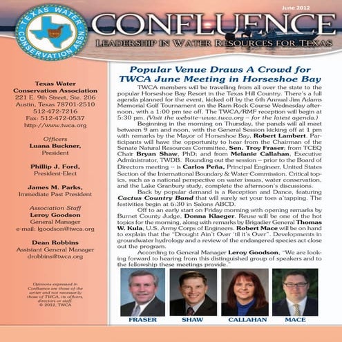 Texas Water Conservation Association Newsletter June 2012 | PDF | Sports