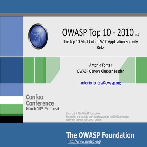 Owasp Top10 2010 rc1 | PPT
