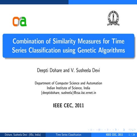 Combination of similarity measures for time series classification using genetics algorithms | PDF