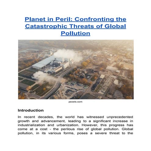 Confronting the Catastrophic Threats of Global Pollution | PDF