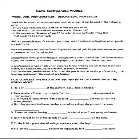 Confusable words work | PDF