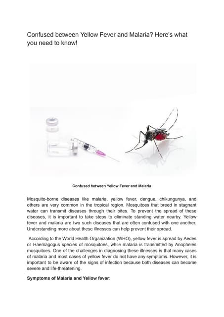 Yellow Fever Vaccine | PPTX | Infectious Diseases | Diseases and Conditions