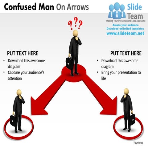 Confused man on arrows powerpoint presentation slides ppt templates | PDF