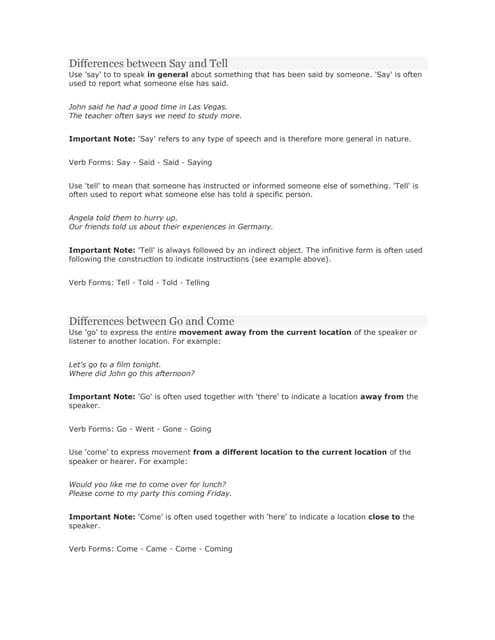 Talk speak-say-tell | PDF