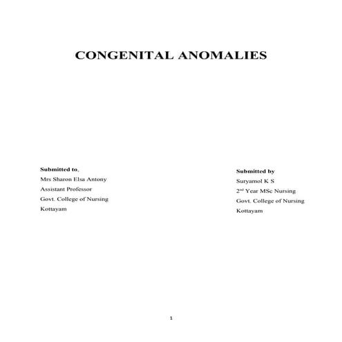 congenital anomaly present in newborn with care for newborn | DOCX