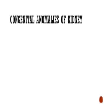 Congenital Kidney Anomalies * ANOMALIES OF RENAL NUMBER * ANOMALIES OF ...