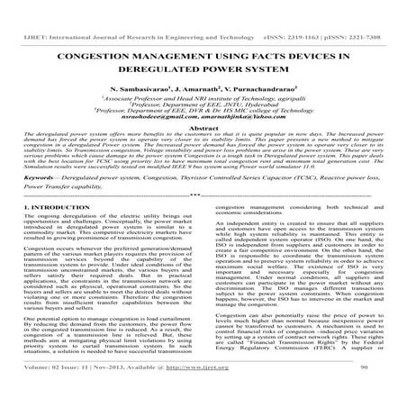 Congestion Management Using Facts Devices In Pdf Computer Networking Computing