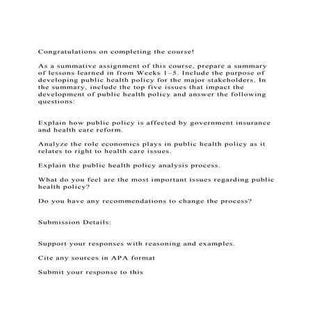 Congratulations on completing the course!As a summative assi.docx