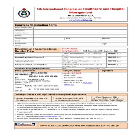 Congress registration form - 5th international congress on healthcare ...