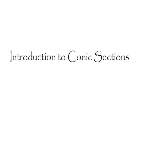 Conic Sections (Class 11 Project) | PPTX