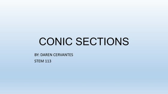 Pre-Calculus 11 - Lesson no. 1: Conic Sections | PPT
