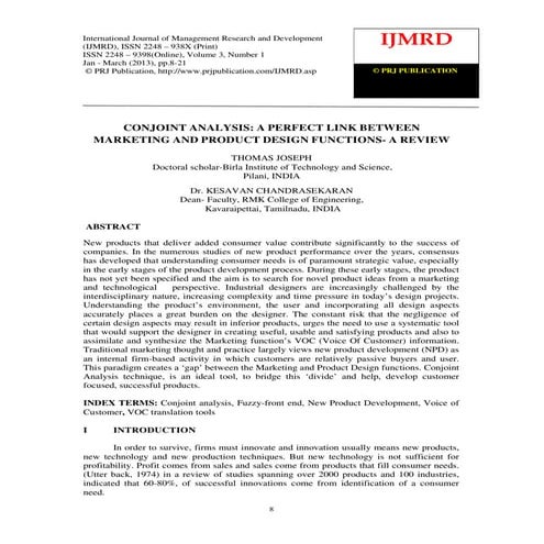 Conjoint analysis a perfect link between | PDF