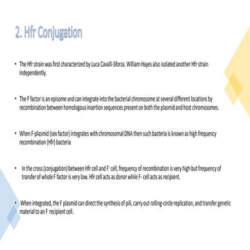 Conjugation: Discovery, F+, F- and Hfr conjugation, F- genetic crosses ...