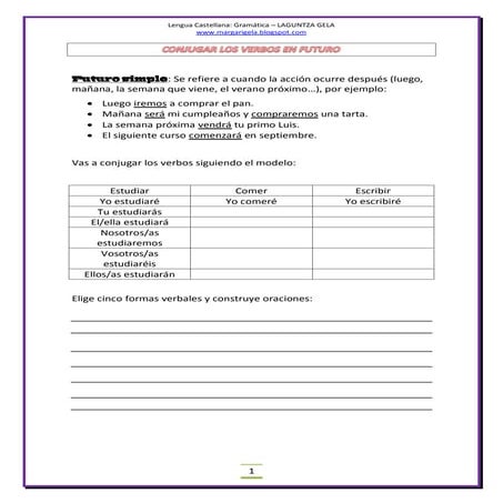 Conjugar los verbos en futuro | PDF
