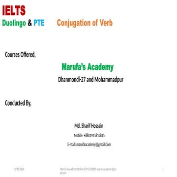 Conjugation of Verb to learn basic English | PPTX