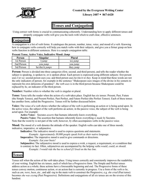 GRAMMAR - The Six Tenses of Verbs - Free english lesson- | DOC