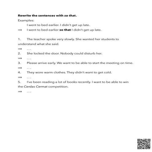 Soal Kata Hubung (Conjunctions "so that") | PDF