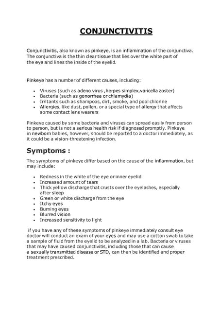 Conjunctivitis final presentation | PPTX