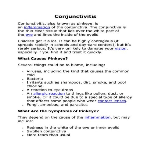 Pinkeye {conjunctivitis} | PPTX