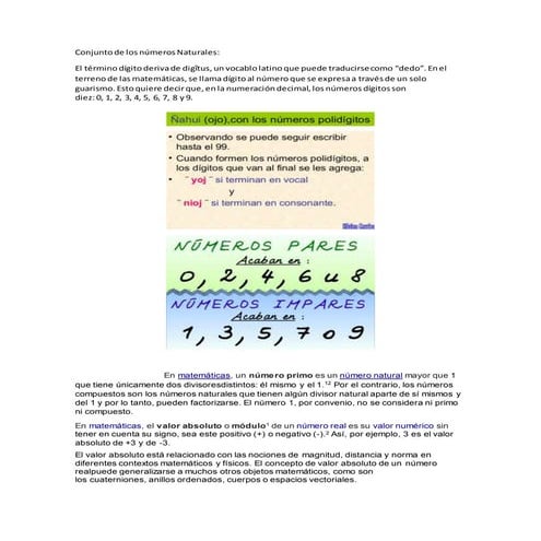 Conjunto de los números naturales | DOCX