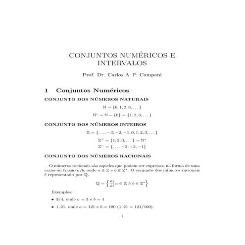 Conjuntos Numericos e Intervalos | PDF
