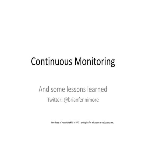 Continuous Monitoring Deck | PPTX