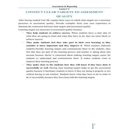 Connect clear targets to assessment quality | DOCX