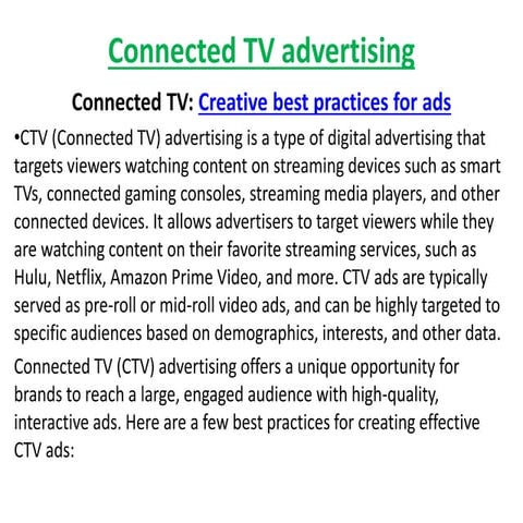 Connected TV advertising | PPTX