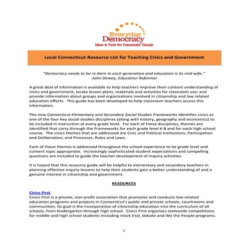 Resource List for Civics Teachers | PDF