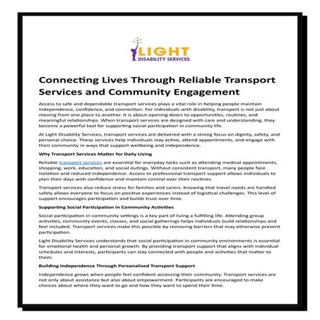 Connecting Lives Through Reliable Transport Services and Community ...