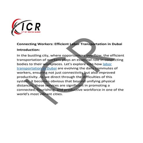 Connecting Workers: Efficient Labor Transportation in Dubai | PDF